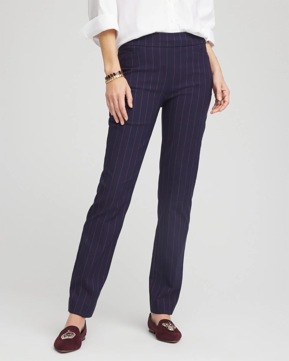 Shadow Stripe Brigitte™ Slim Pull-On Pants | Chico's
